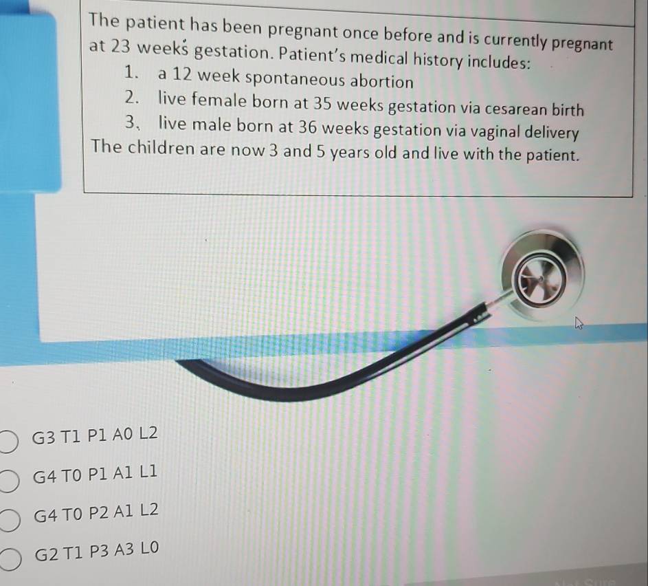 Solved: The patient has been pregnant once before and is currently ...