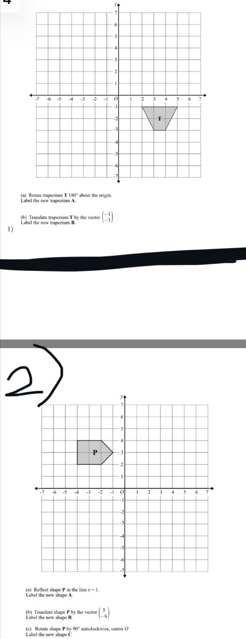 Gelöst:( (b) Translate trapezium T by the vector Label the new ...