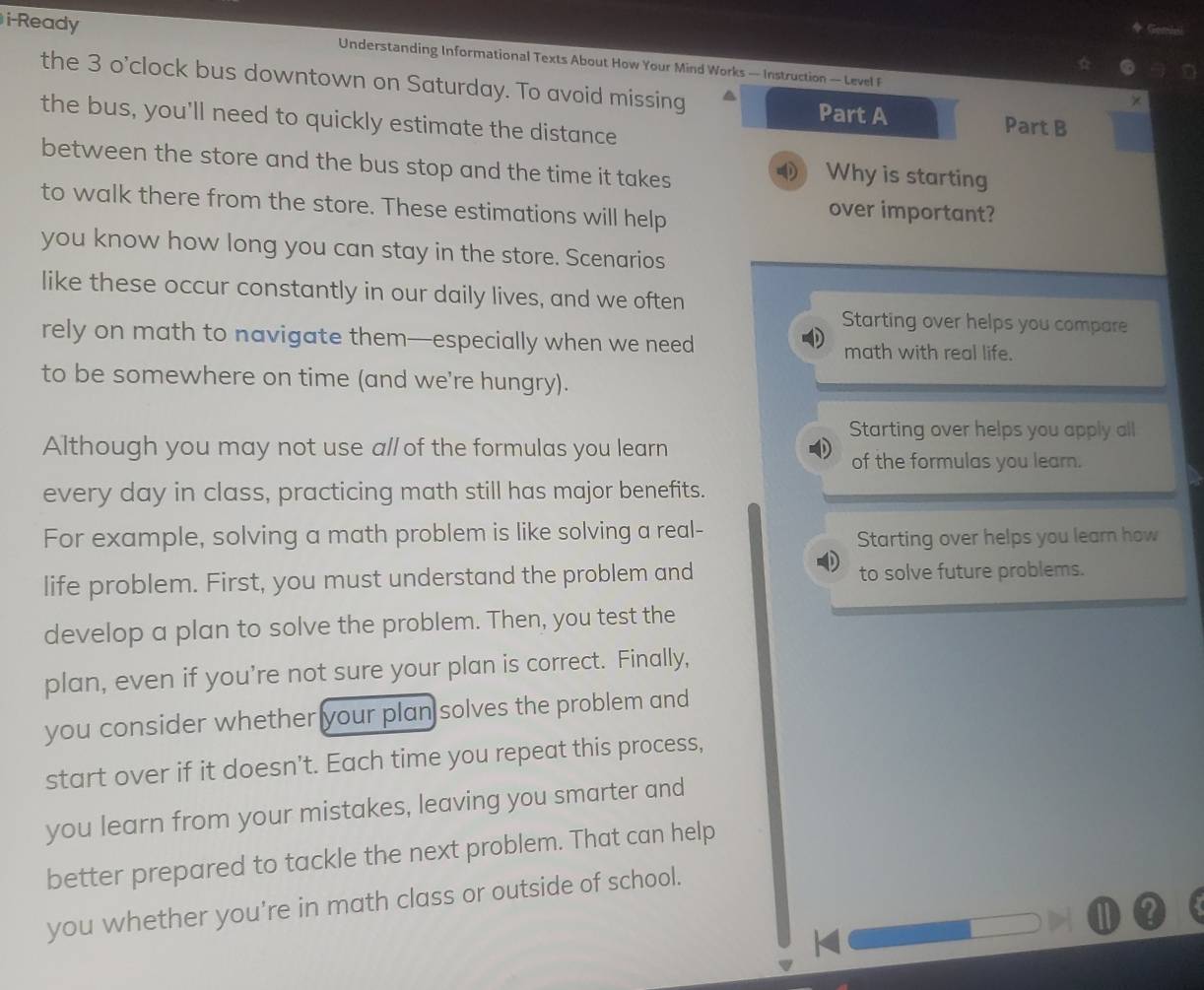Solved: i-Ready Understanding Informational Texts About How Your Mind ...