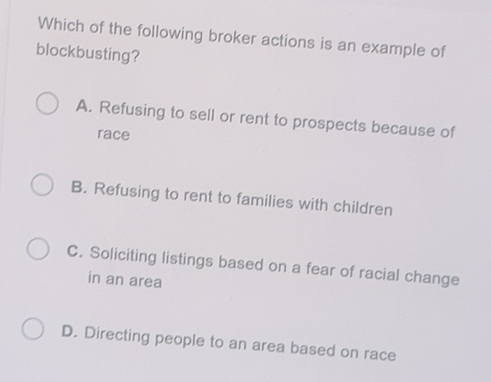 Solved: Which of the following broker actions is an example of ...