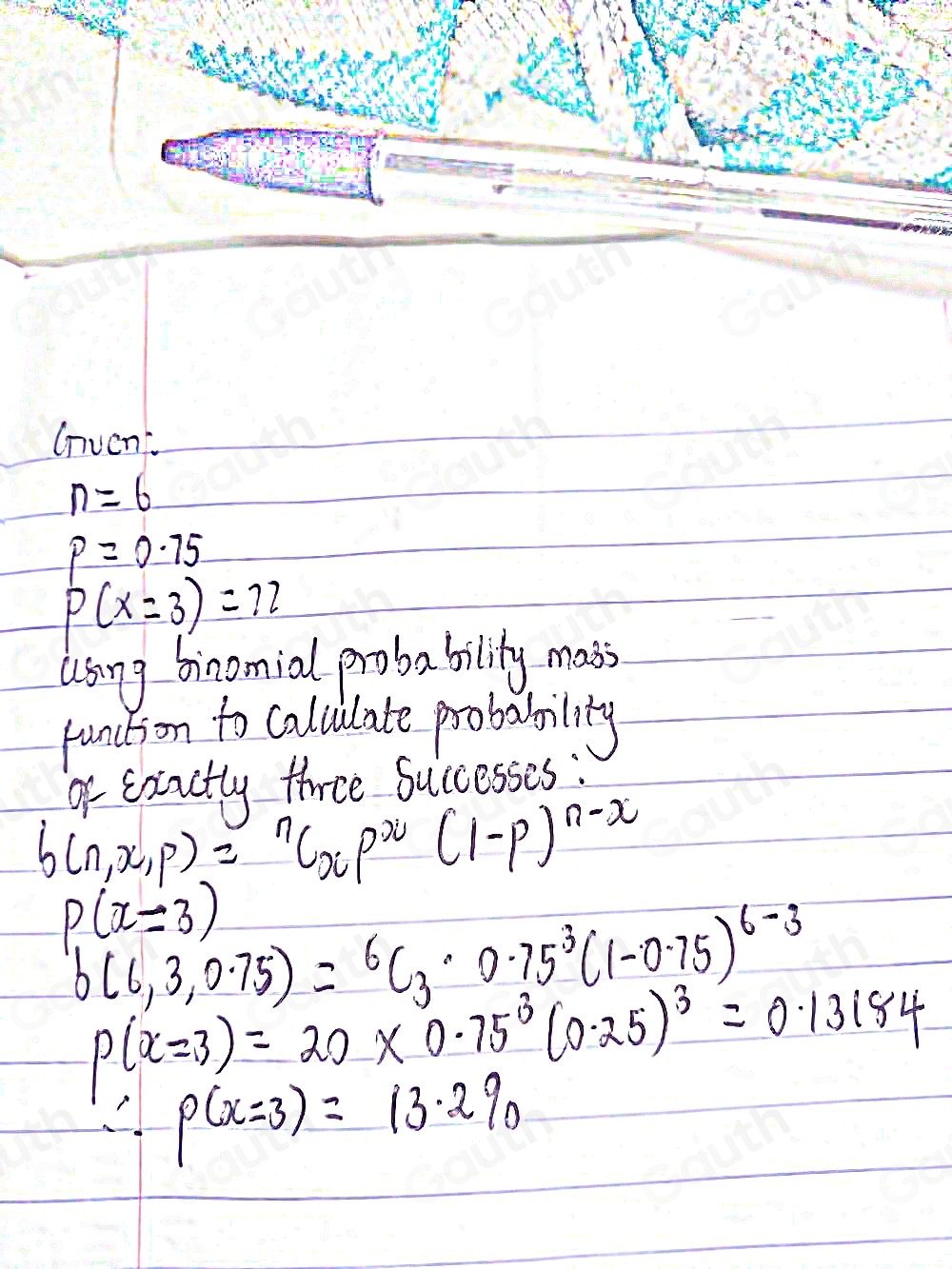 Solved: Find the probability of exactly 3 successes in 6 trials of a ...