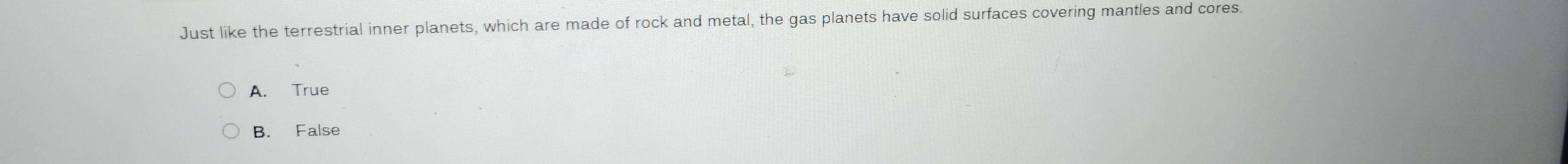Solved: Just like the terrestrial inner planets, which are made of rock ...