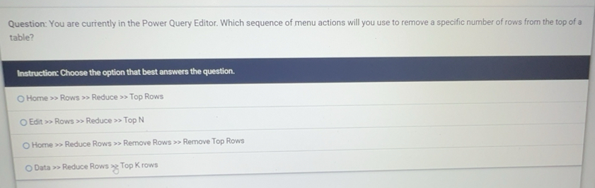 Solved: You are currently in the Power Query Editor. Which sequence of ...