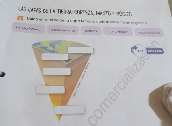 Resuelto:LAS CAPAS DE LA TIERRA: CORTEZA, MANTO Y NÚCLEO 4 Ubica el ...