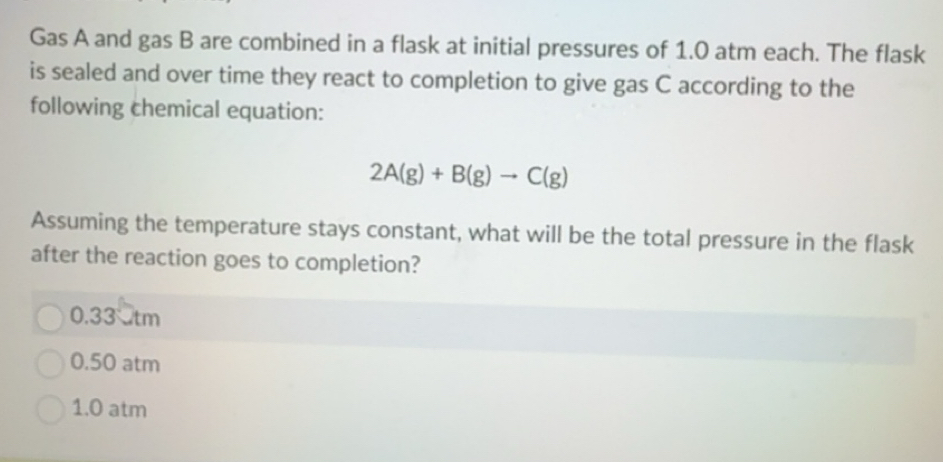 Solved: Gas A and gas B are combined in a flask at initial pressures of ...