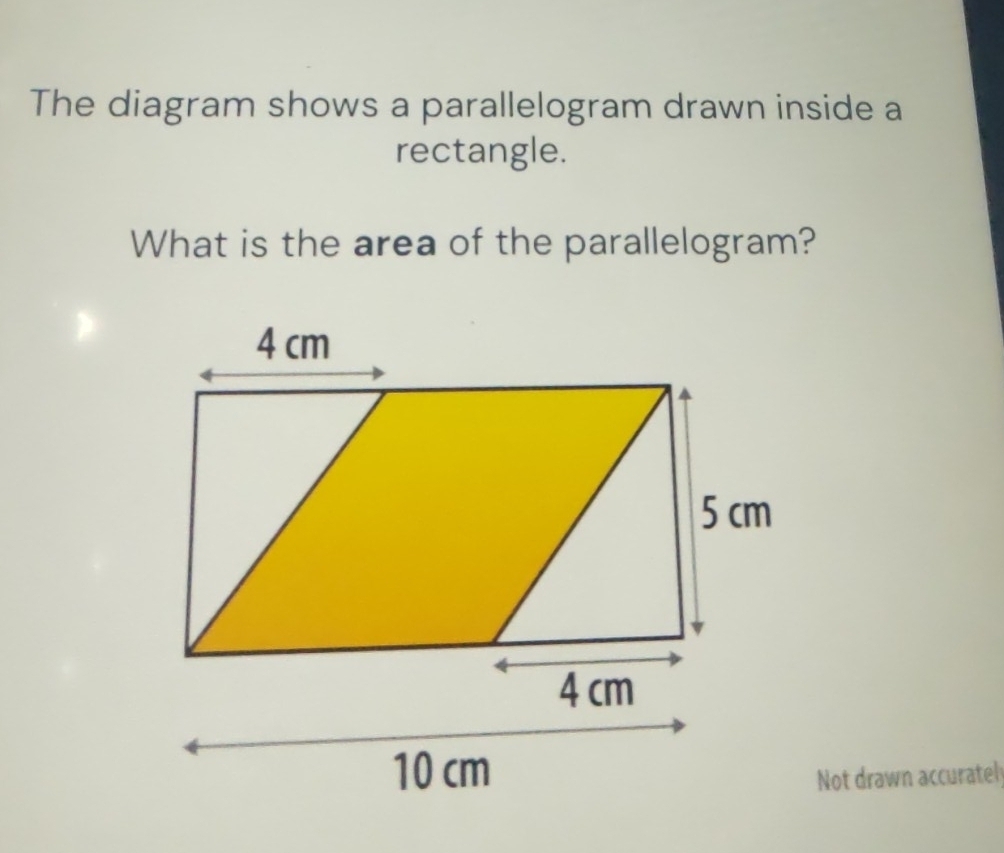 Solved: The diagram shows a parallelogram drawn inside a rectangle ...