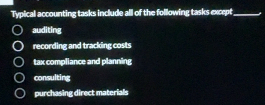 Solved: Typical accounting tasks include all of the following tasks ...
