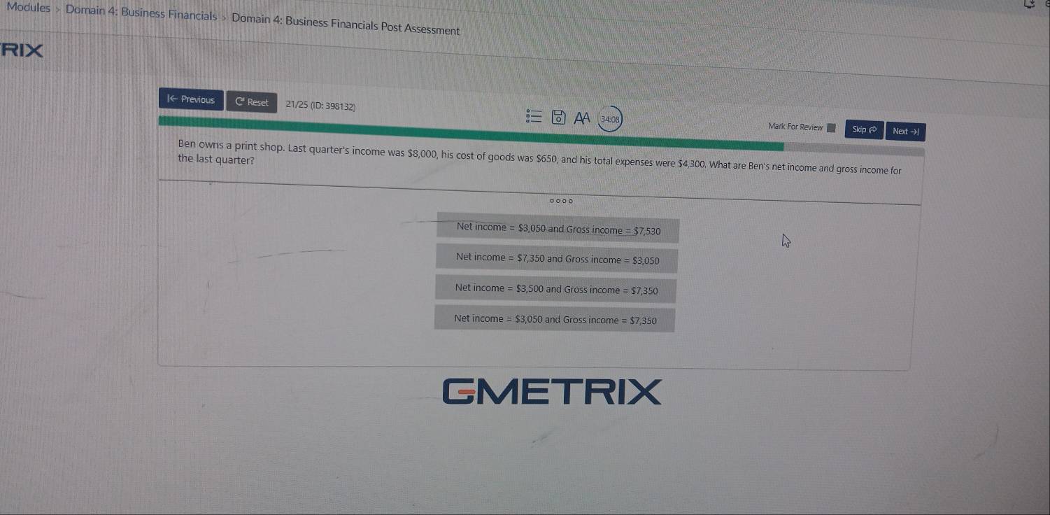 Solved: Modules » Domain 4: Business Financials » Domain 4: Business ...