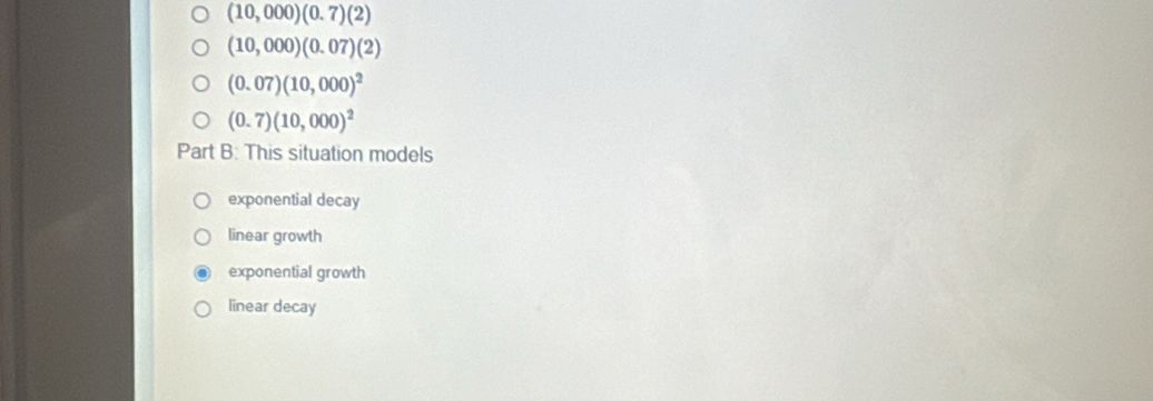 Solved: (10,000)(0.7)(2) (10,000)(0.07)(2) (0.07)(10,000)^2 (0.7 ...