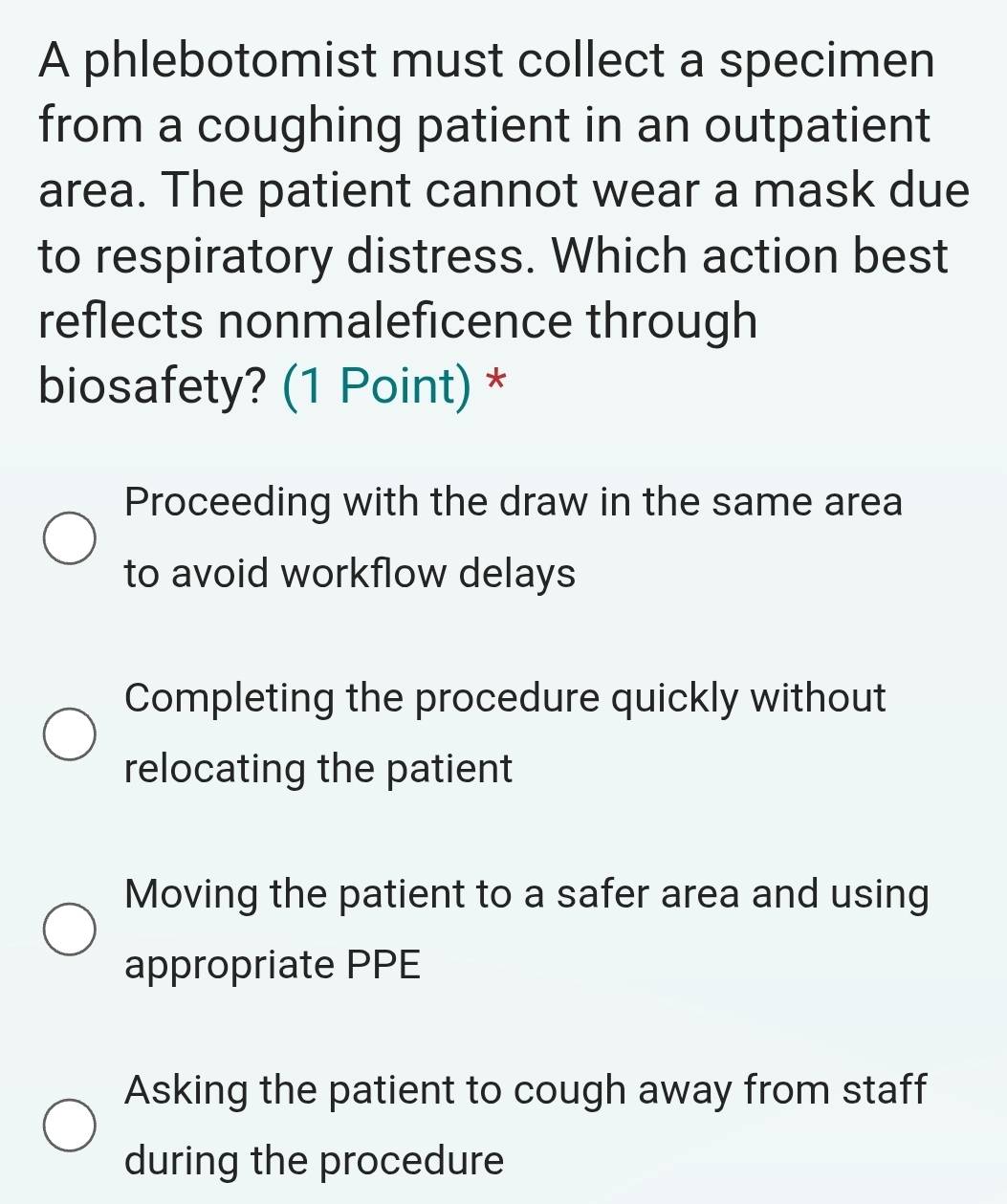 Solved: A phlebotomist must collect a specimen from a coughing patient ...