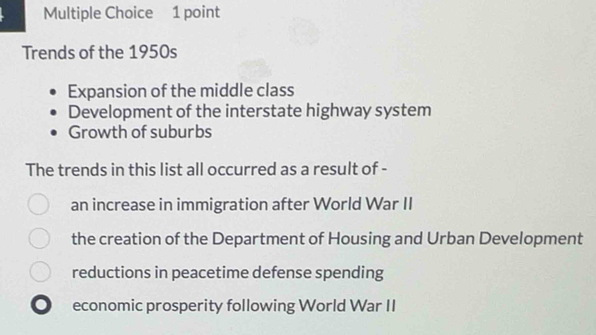 Solved: Trends of the 1950s Expansion of the middle class Development ...