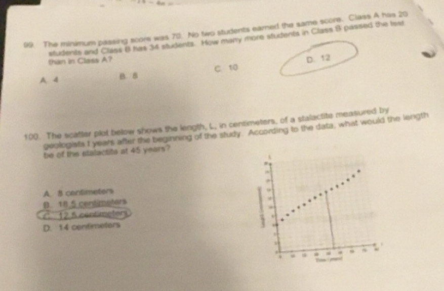 Solved: The minimum passing score was 70. No two students earned the ...