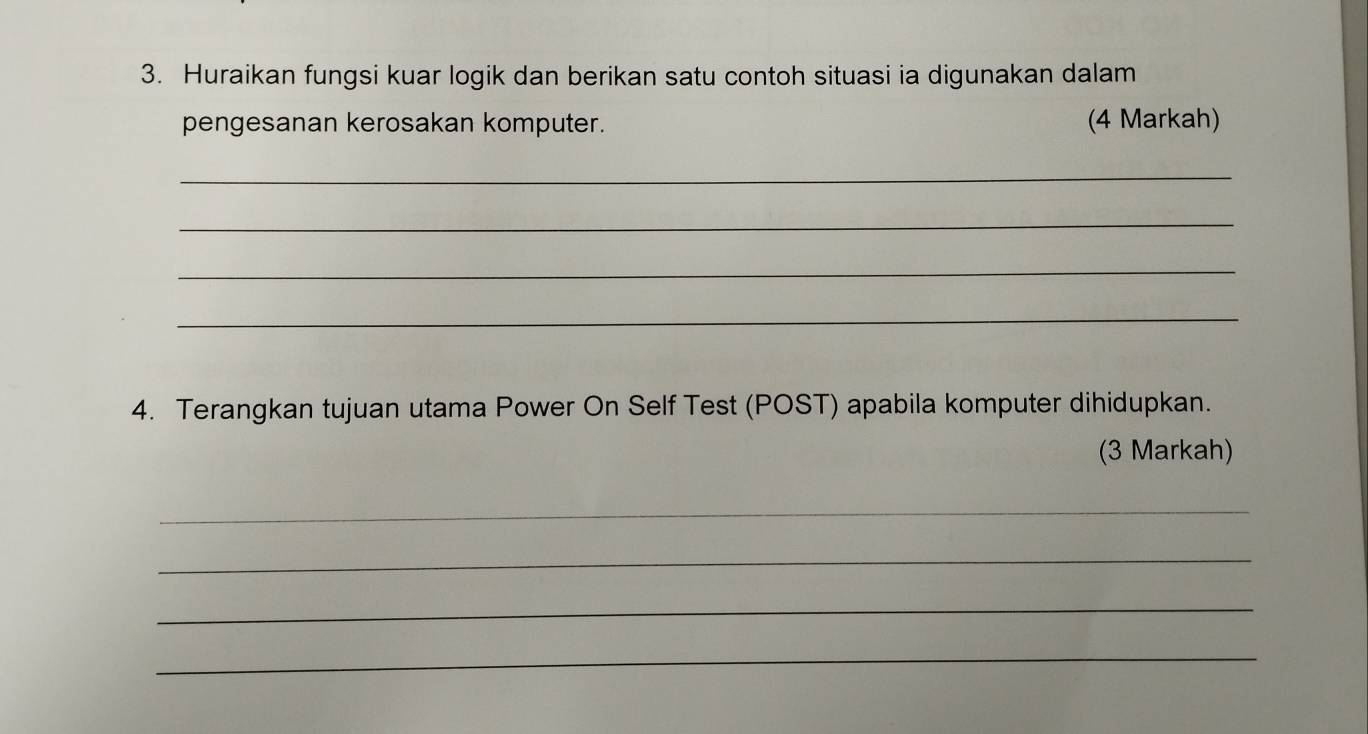Selesai:Huraikan fungsi kuar logik dan berikan satu contoh situasi ia ...