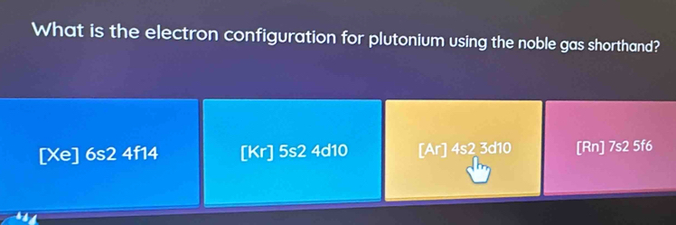 Solved: What is the electron configuration for plutonium using the ...