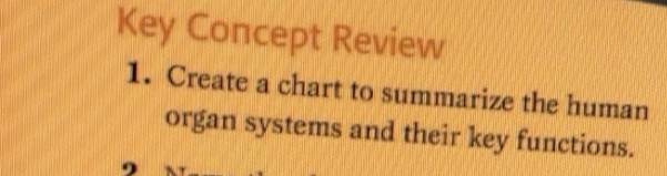 Solved: Key Concept Review 1. Create a chart to summarize the human ...