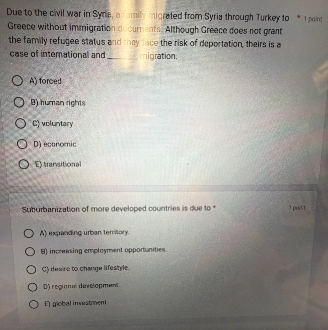 Solved: Due to the civil war in Syria, a family migrated from Syria ...