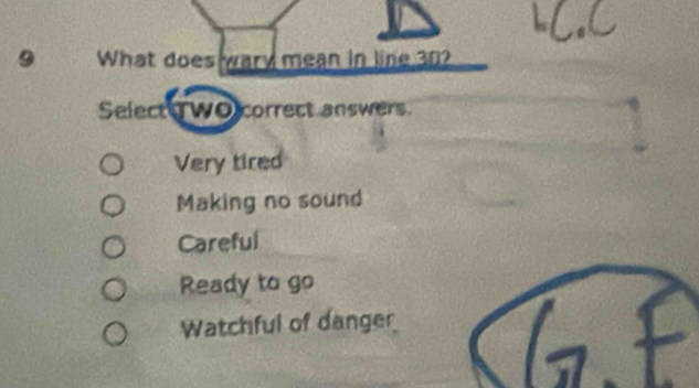 Solved: What does wary mean in line 302 Selecto wO correct answers ...