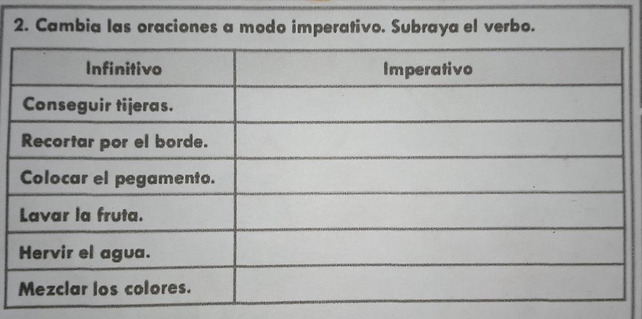 Resuelto:Cambia las oraciones a modo imperativo. Subraya el verbo.