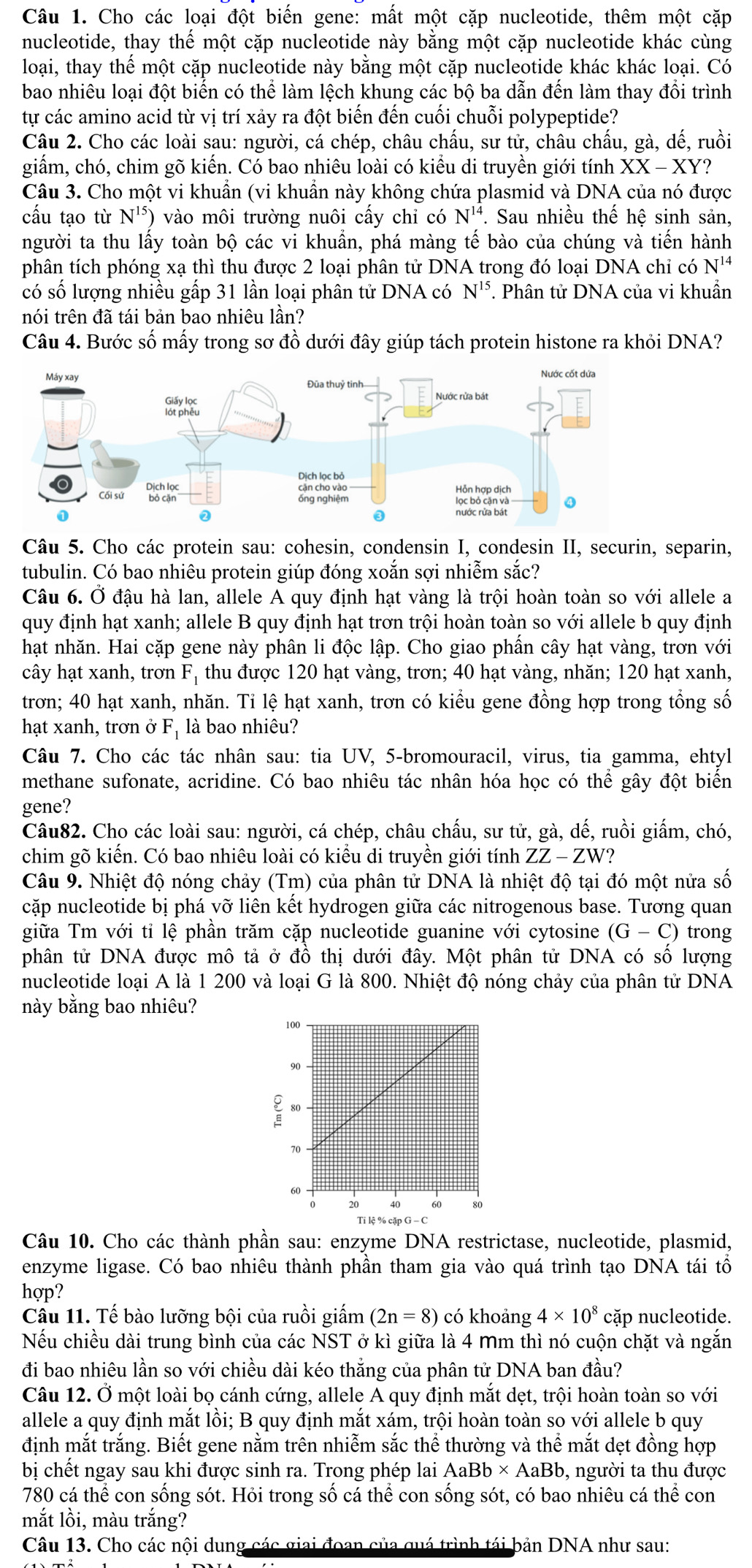 Giải quyết:Cho các loại đột biến gene: mất một cặp nucleotide, thêm một ...