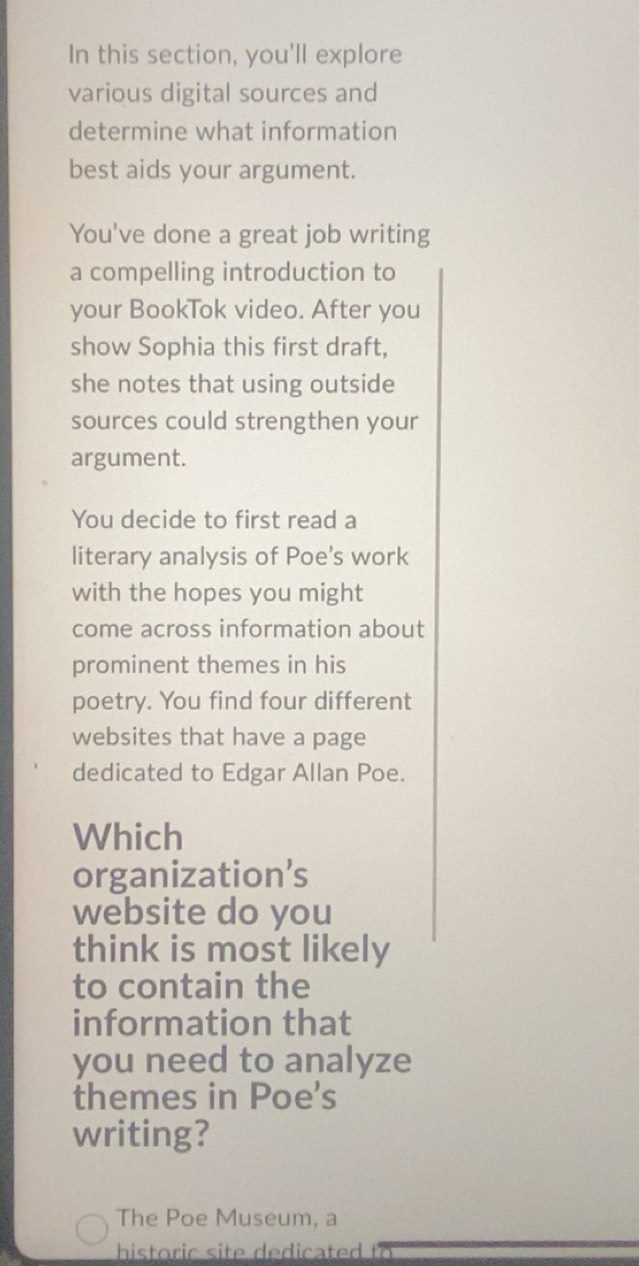 Solved: In this section, you'll explore various digital sources and ...