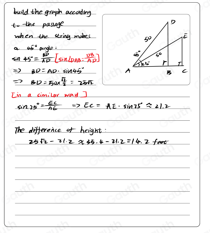 Solved: Kari is flying a kite. She releases 50 feet of string. What is ...