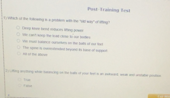 Solved: Post-Training Test 1) Which of the following is a problem with ...
