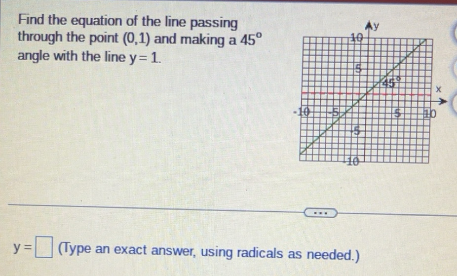 Solved: Find the equation of the line passing through the point (0,1 ...