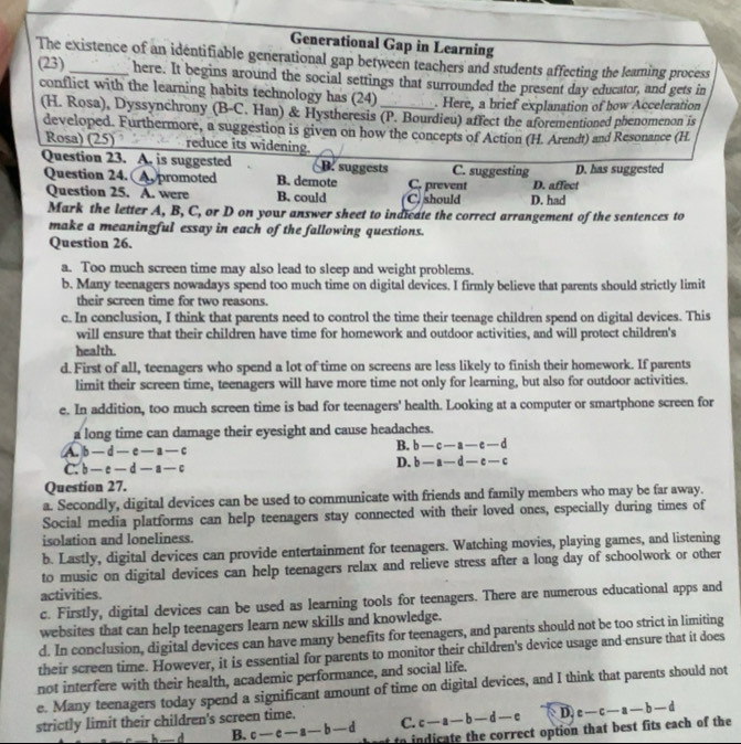 Giải quyết:Generational Gap in Learning The existence of an ...