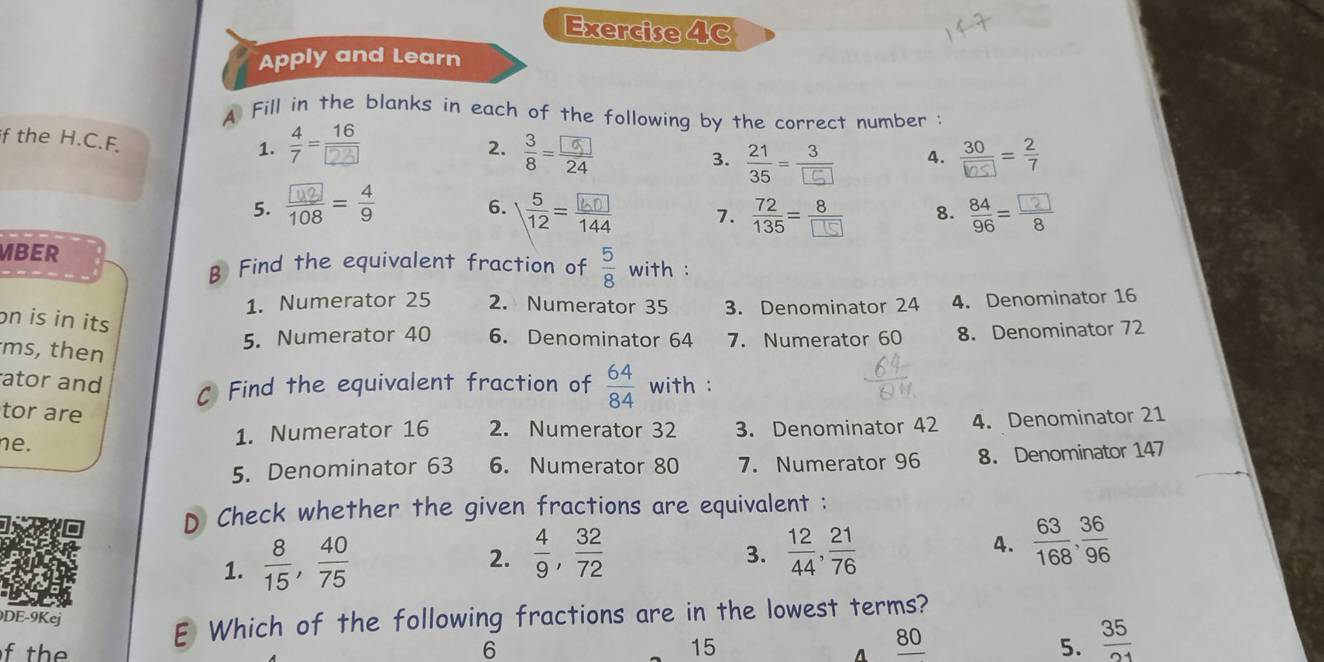 Solved: Apply and Learn A Fill in the blanks in each of the following ...