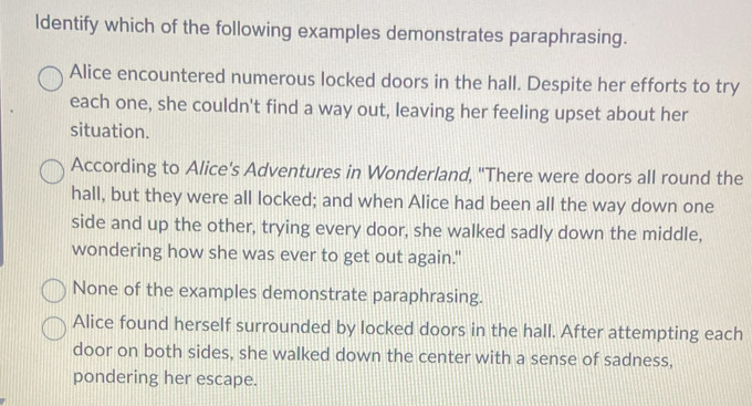 Solved: ldentify which of the following examples demonstrates ...