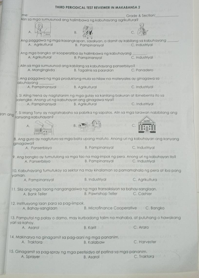 Solved: THIRD PERIODICAL TEST REVIEWER IN MAKABANSA 2 me _Grade ...