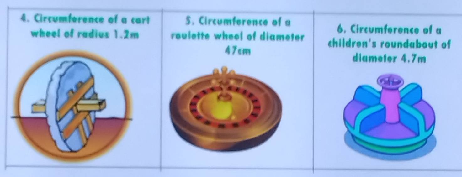 Solved: Circumforence of a cart S. Circumforence of a 6. Circumference ...