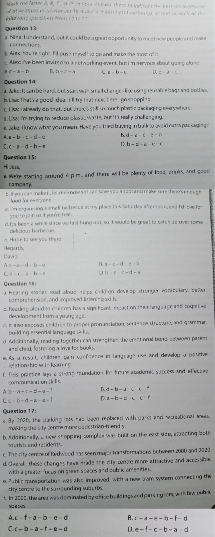 Giải quyết:Mark the letter A, B. C. or D on your answer sheet to ...