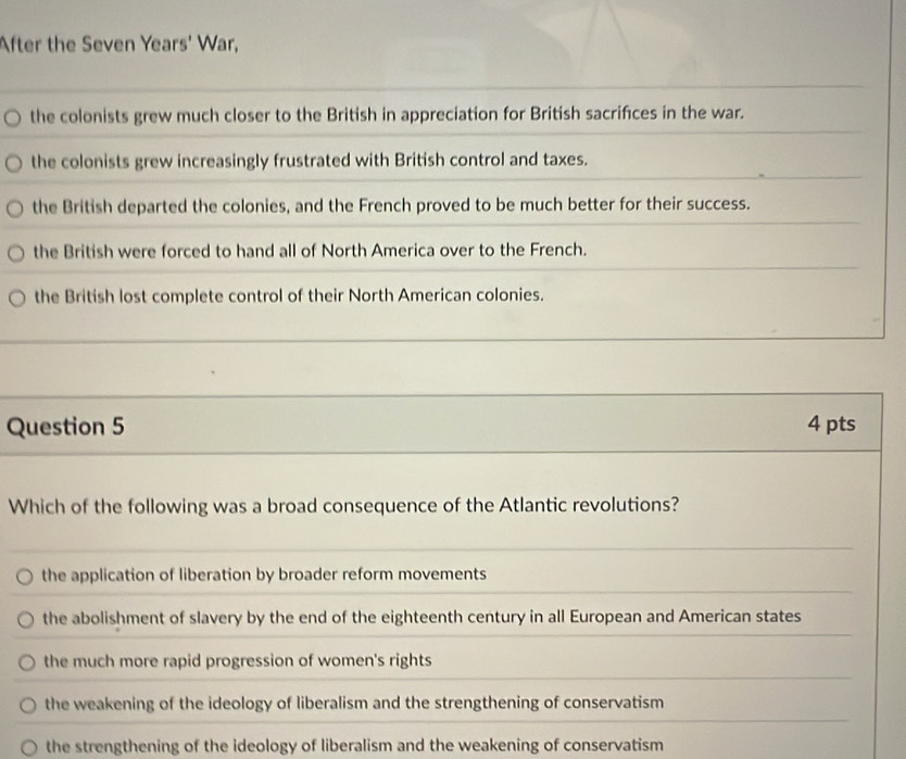 Solved: After the Seven Years' War, the colonists grew much closer to ...