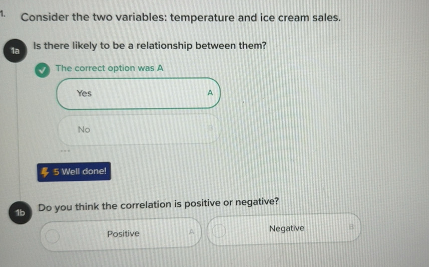 Solved: Consider the two variables: temperature and ice cream sales. 1a ...