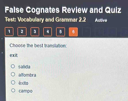 Solved: False Cognates Review and Quiz Test: Vocabulary and Grammar 2.2 ...