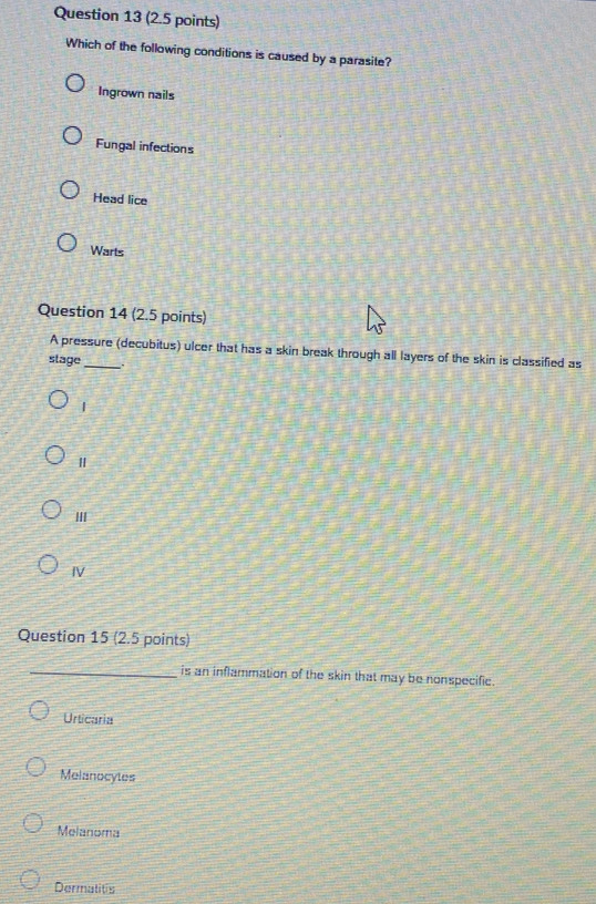 Solved: Which of the following conditions is caused by a parasite ...