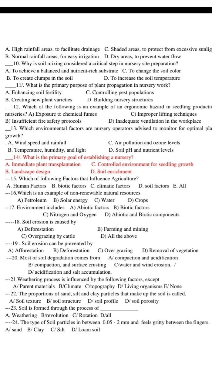 Gelöst:A. High rainfall areas, to facilitate drainage C. Shaded areas ...