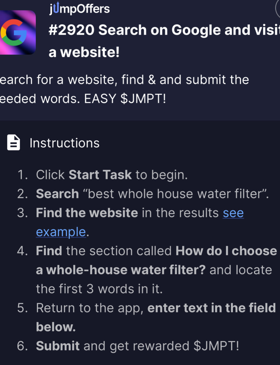 Solved: jUmpOffers #2920 Search on Google and visi a website! earch for ...