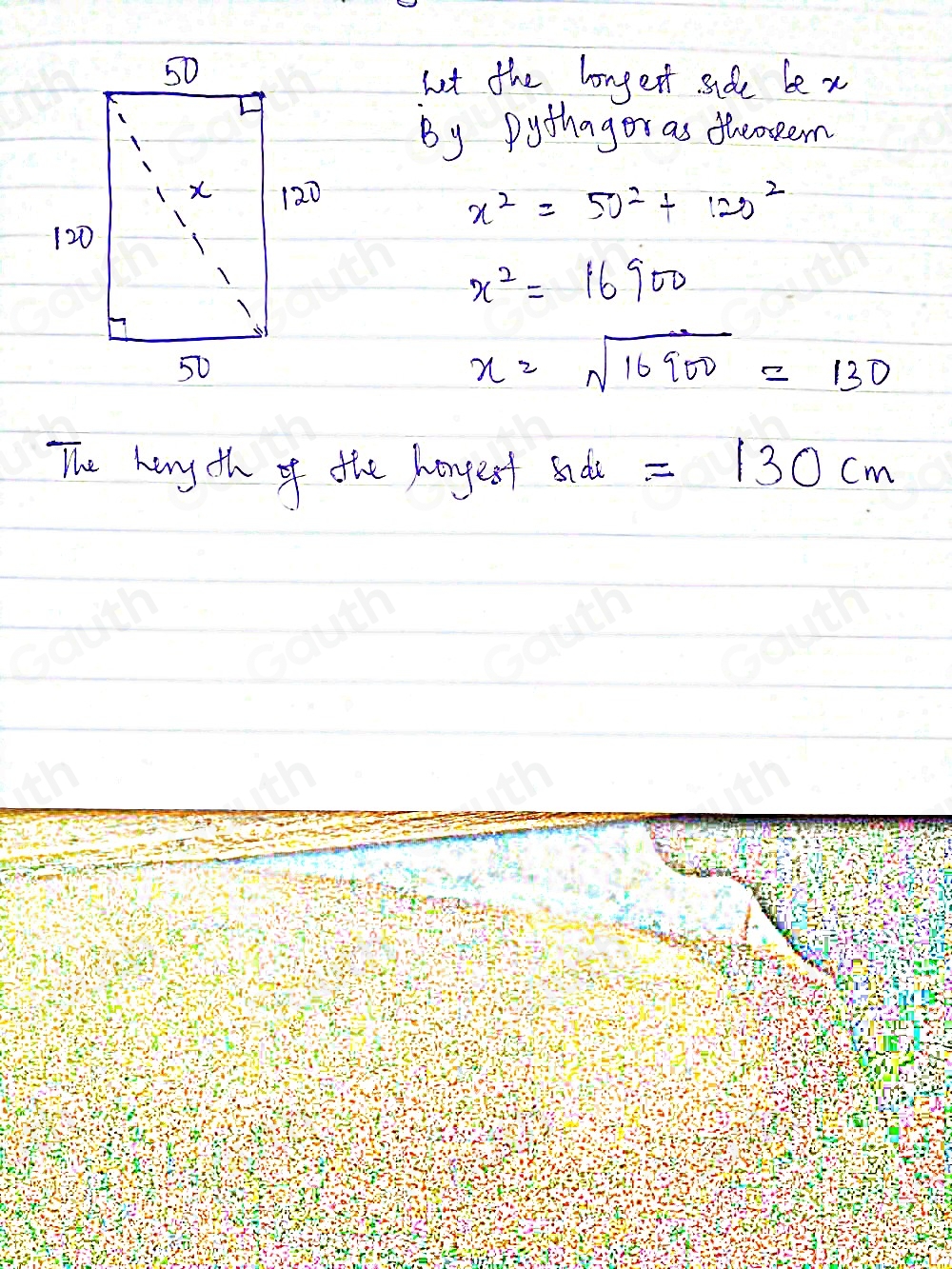 Solved: Ethan is making a model. He cuts a 50 cm x 120 cm rectangle of ...