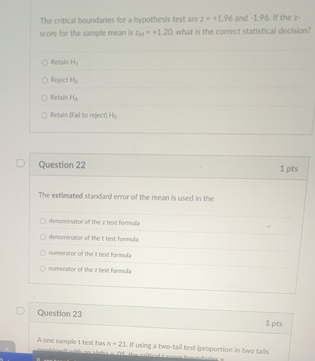 Solved: The critical boundaries for a hypothesis test are z=+1.96 and ...