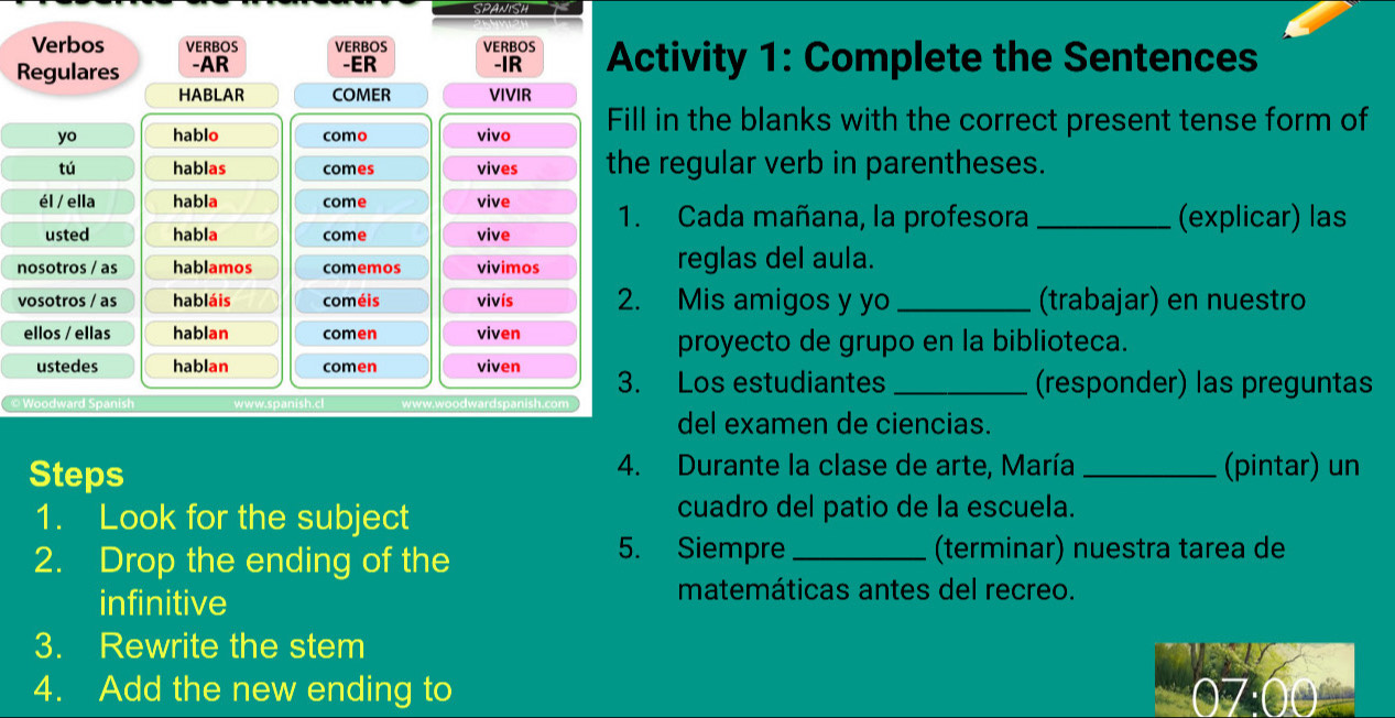 Solved: SPANISH Verbos VERBOS VERBOS VERBOS Regulares -AR -ER -IR ...