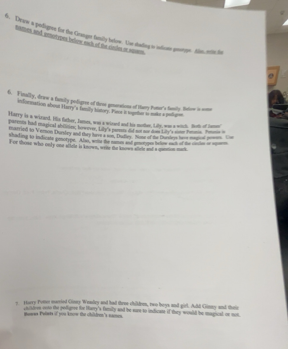 Solved: Draw a pedigree for the Granger family below. Use shading to ...