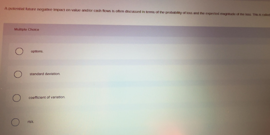 Solved: A potential future negative impact on value and/or cash flows ...