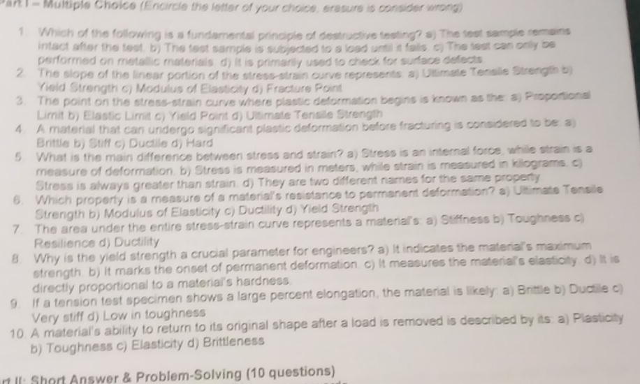 Solved: #r 1 - Multiple Cholce (Encircle the letter of your choice ...