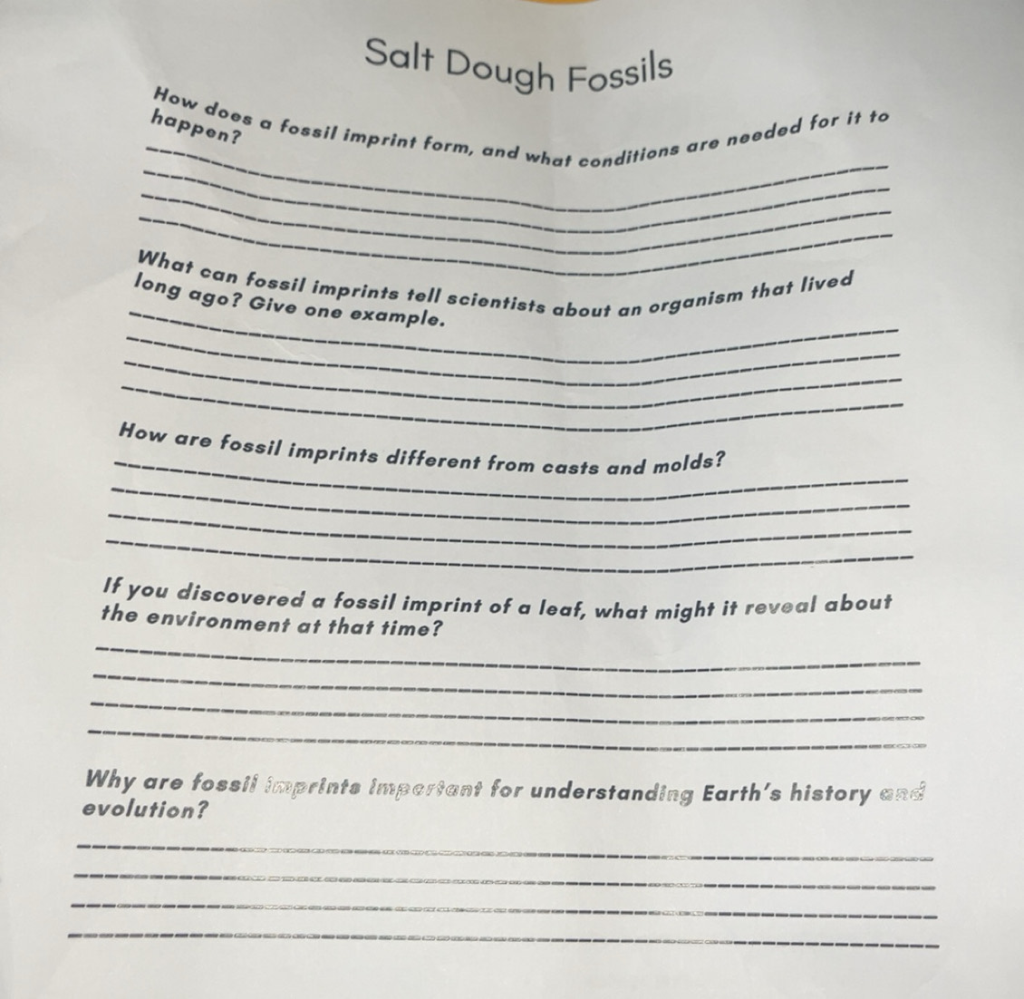 Solved: Salt Dough Fossils _ How does a fossil imprint form, and what ...