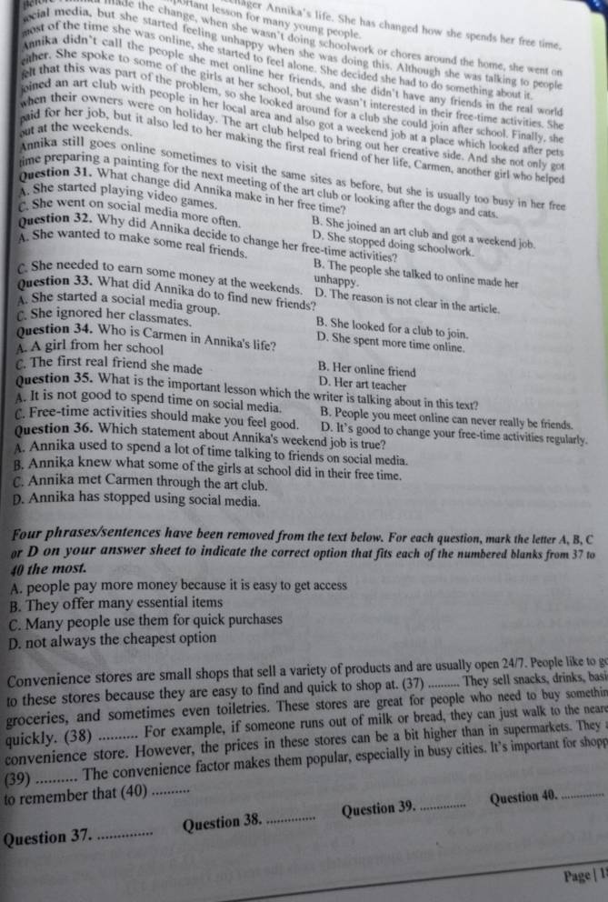 Giải quyết:Urtant lesson for many young people. lager Annika's life ...