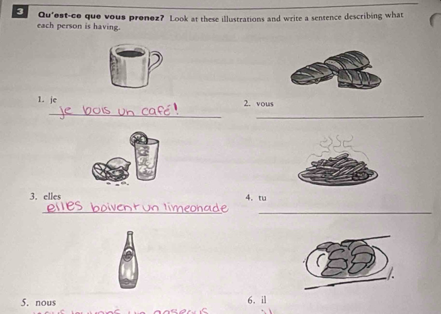 Solved: Qu'est-ce que vous prenez? Look at these illustrations and ...