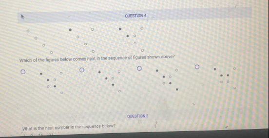 Solved: Which of the figures below comes next in the sequence of figures shown above? 。 。 。 QU ...