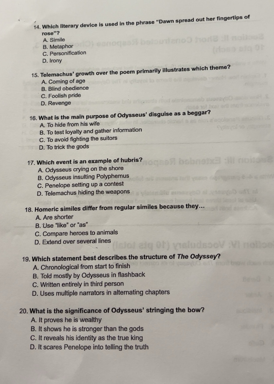 Solved: Which literary device is used in the phrase “Dawn spread out ...